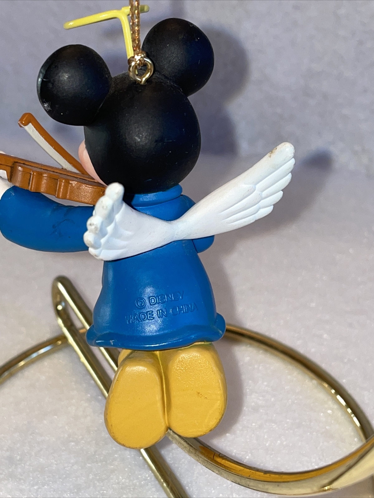 GROLIER DISNEY VINTAGE ORNAMENT ~MICKEY MOUSE~ AS ANGEL PLAYING VIOLIN ...