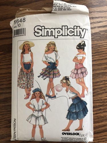 Simplicity 8648 Pattern Size 10 Girls Skirt In 2 Lengths Tiered Ruffle ...