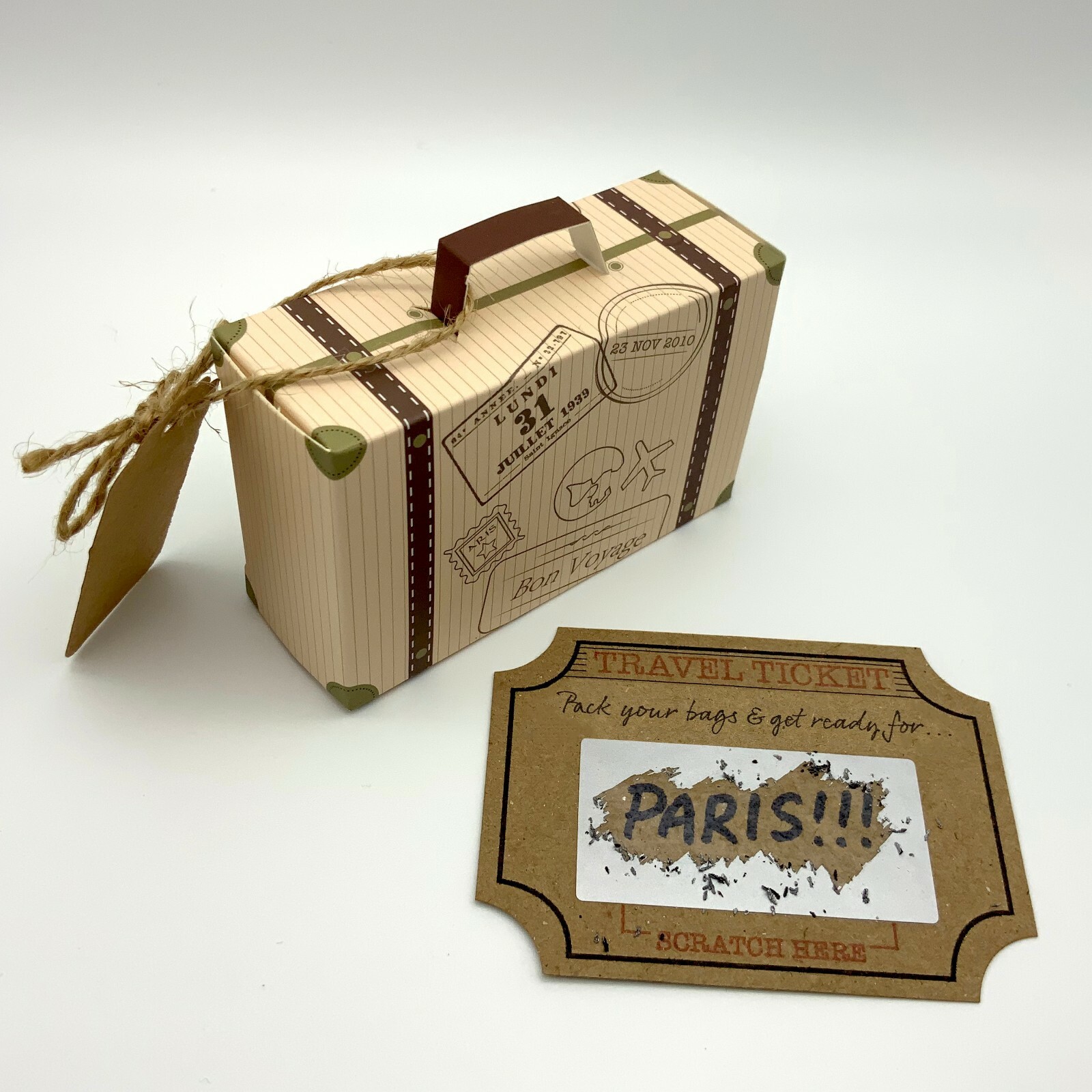 DIY Surprise Mini Suitcase Scratch and Reveal Travel Ticket Gift bundle ...