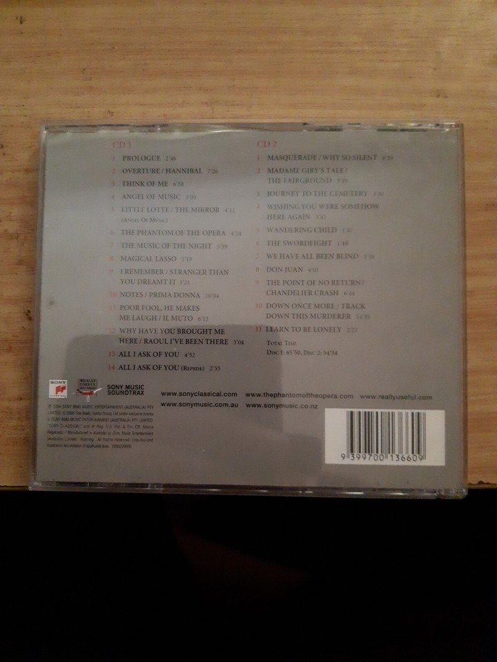 THE PHANTOM OF THE OPERA: ORIGINAL SOUDTRACK- Emmy Rossum, Gerard Butler - 2 CDs | eBay