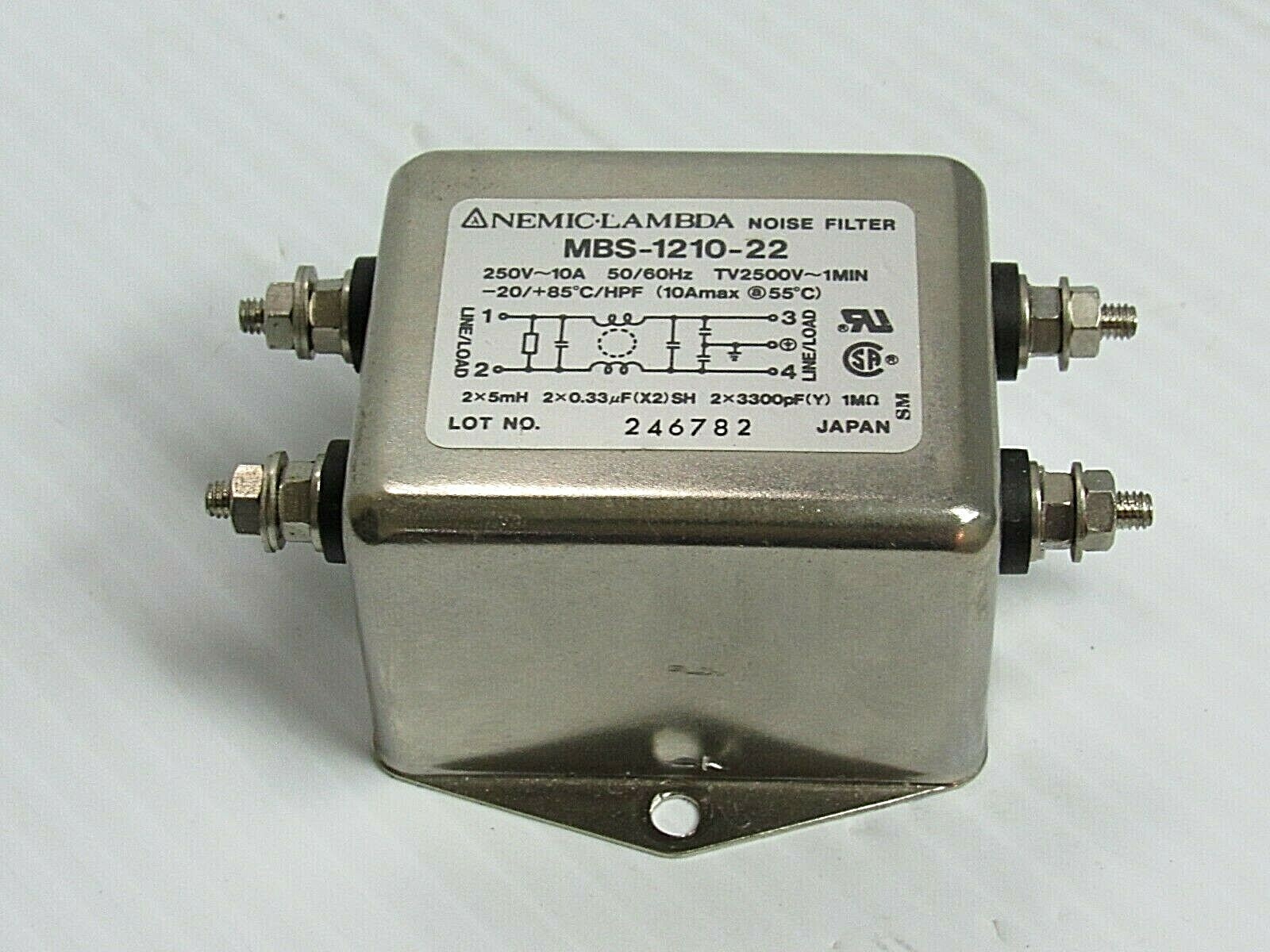 NEMIC LAMBDA NOISE FILTER MBS-1210-22 MBS121022 250V 10 AMP A 10A - USED | eBay