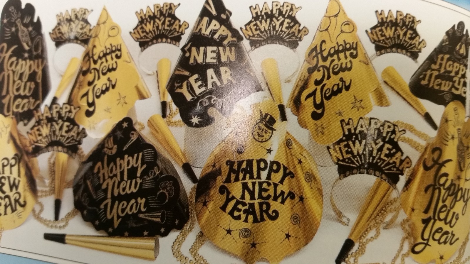(KIT FOR 25 PEOPLE) NEW YEAR'S EVE/EVENT PARTY KIT GOLD & BLACK/ GOLD ...