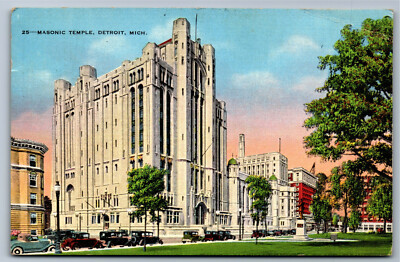 Postcard MI Masonic Temple Detroit Michigan U10 | eBay