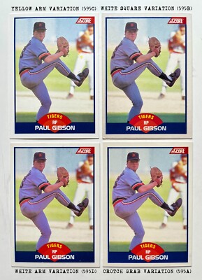 (4) 1989 Score PAUL GIBSON 595 Error “Crotch Grab" 4 Diff Whiteout ...