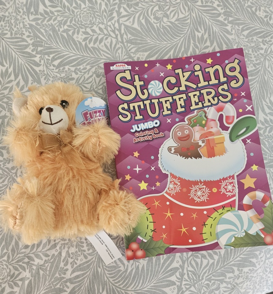 Fuzzy Friends Plush Teddy Bear W Kappa Stocking Stuffer Coloring ...