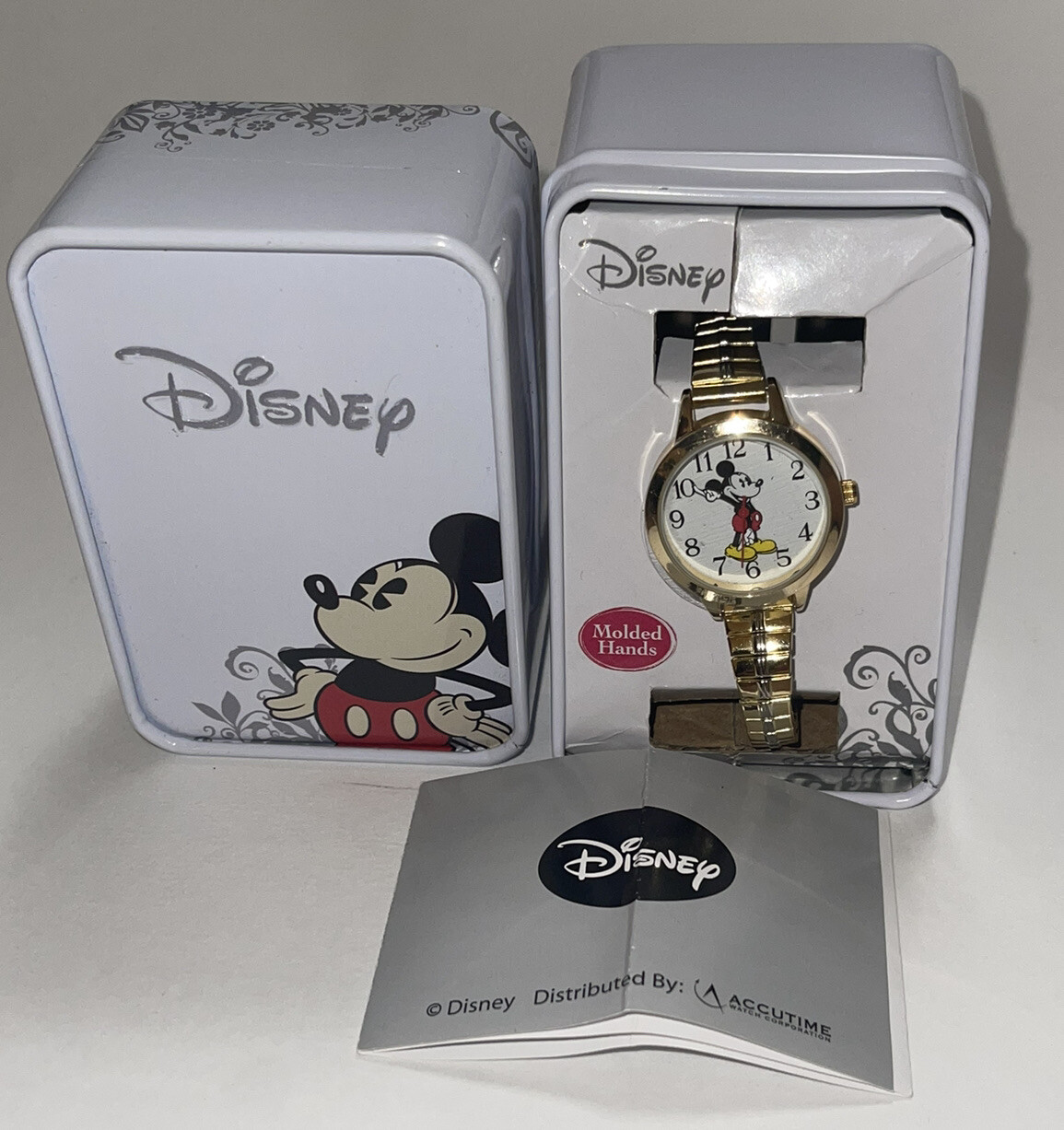 Disney Mickey Mouse Watch Accutime Watch Corp Gold And Silver Band- See ...