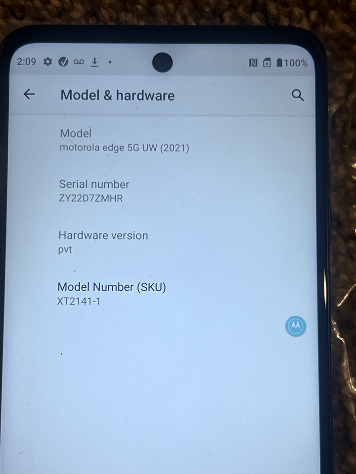 Motorola Moto Edge 5G 2021 XT2141-1 128GB Nebula Blue Verizon/Unlocked ...