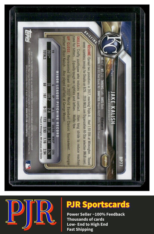 2018 Bowman #BP77 Jake Kalish Kansas City Royals Prospects Green | eBay