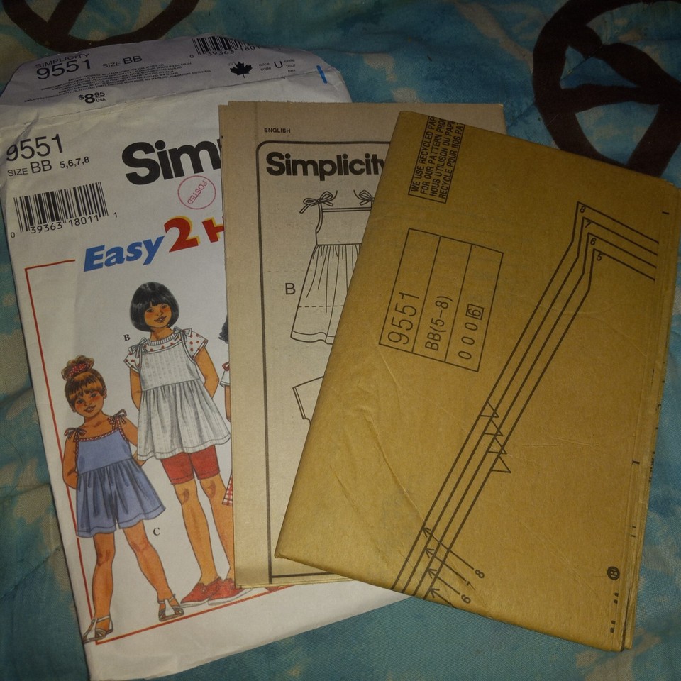 Simplicity 9551 Girls Children 5-6-7-8 Outfits Sewing Pattern VTG UNCUT ...