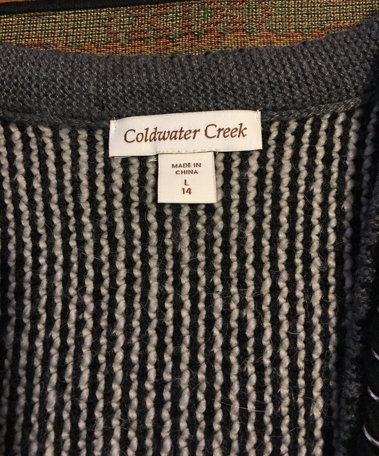 Coldwater Creek Houndstooth Sweater Jacket size 14 Black & White Long ...