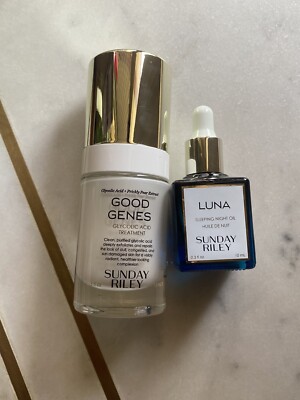 Sunday Riley Luna Sleeping Night Oil 10ml & Good Genes Lactic Acid 15ml ...