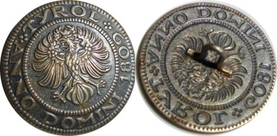 1809 Anno Domini Tyrol Austria Osterreich bottone Militare grande 3cm ...