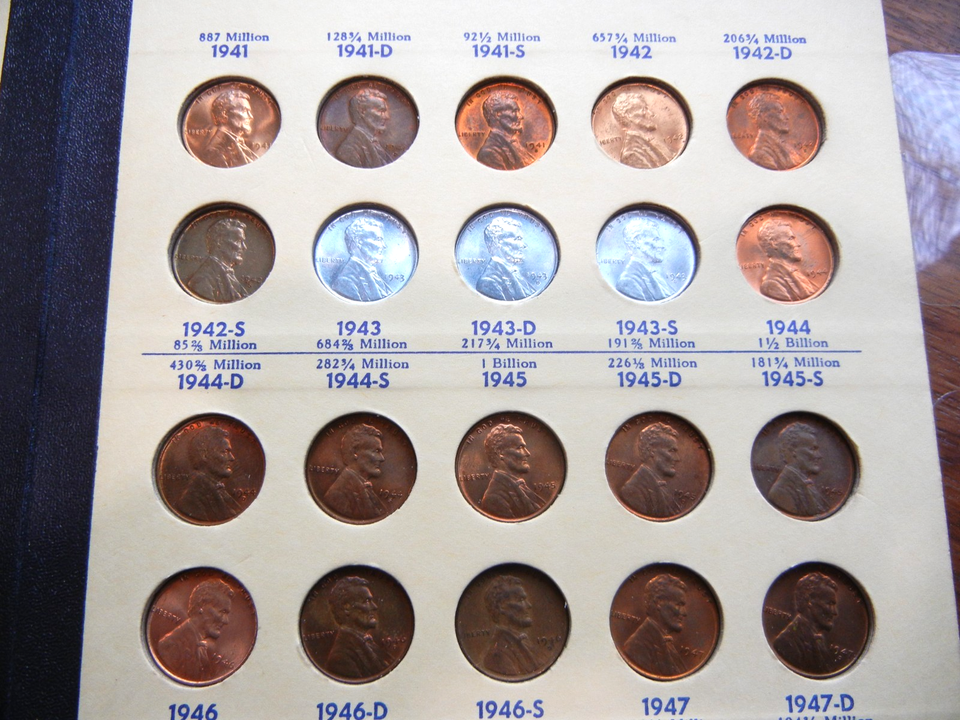 lincoln wheat cent penny coin collection lot 1941 -1962 vintage booklet ...
