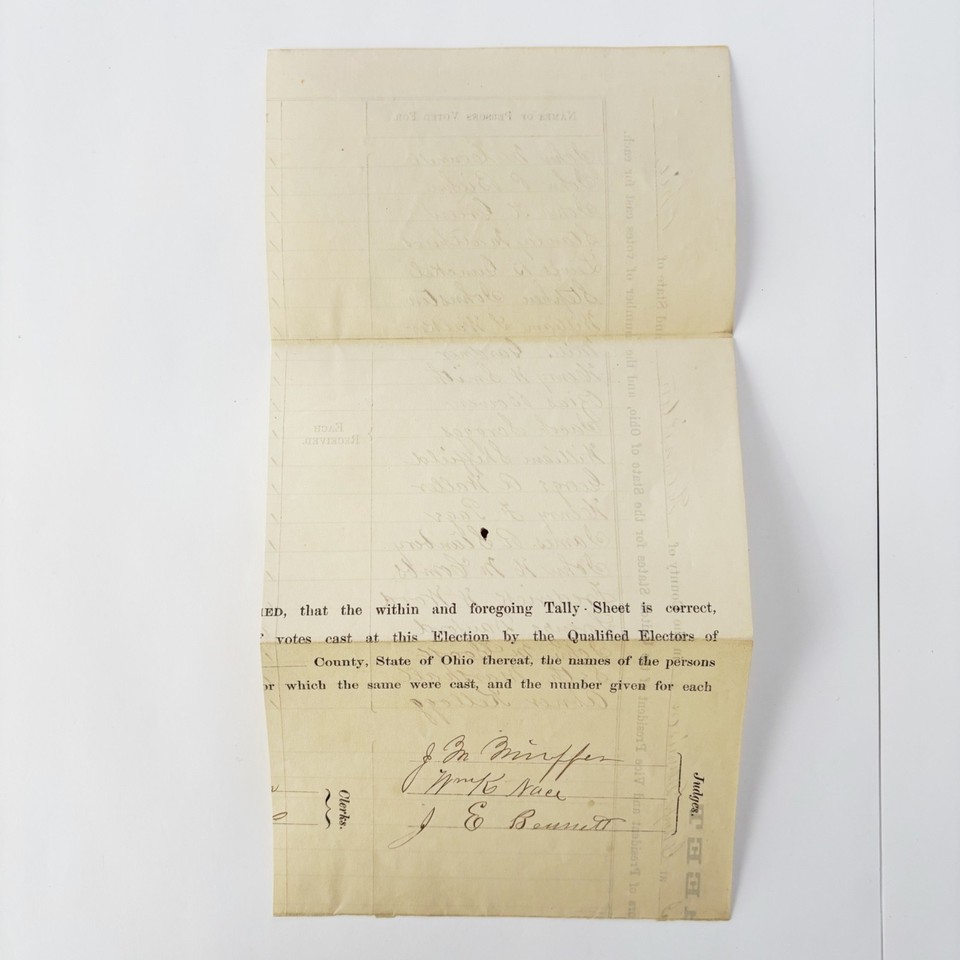 1864 Ohio Presidential Election Ballot for Soldiers Abraham Lincoln ...