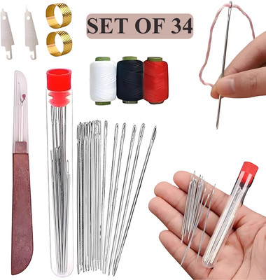 68 Piece Hand Sewing Needle Sewing Tool Set Portable DIY Sewing Working ...