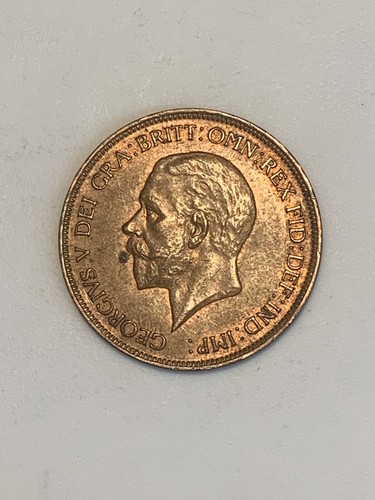 1929 Georgivs V Dei Gra Britt Omn Rex Fid Def Ind Imp: One Penny Coin ...