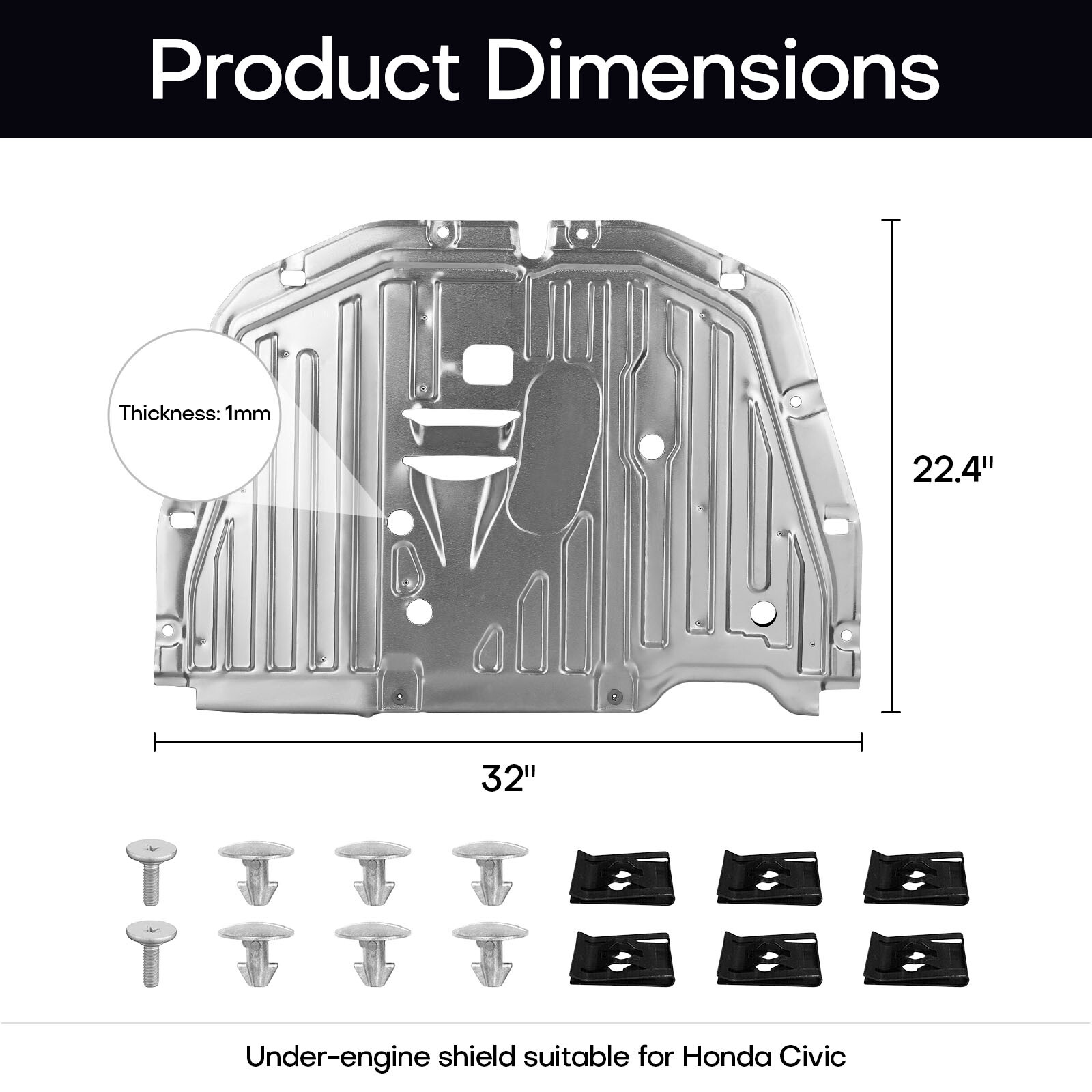 Engine Splash Guard Shield Under Car For Honda Civic 16-21 Replace ...