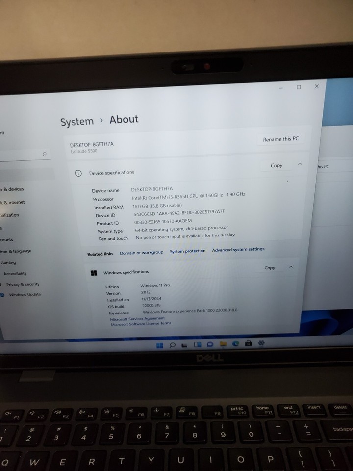 Dell Latitude 5500 15.6" Laptop i5-8365U 1.6GHz 16GB RAM 256GB SSD BIOS ...