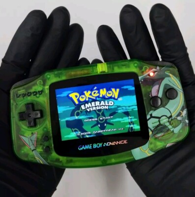 Nintendo GBA Gameboy Advance w/ IPS SCREEN and Green Pokemon Rayquaza ...