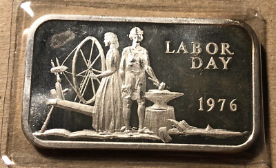 1976 Labor Day Madison 1 Ounce .999 Silver Art Bar | eBay