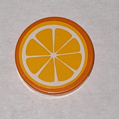 Lego Tile 2x2 Round with Orange Slice Fruit Food Sticker Pattern Piece ...