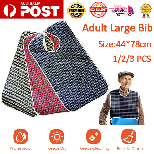 Large Adult Waterproof Mealtime Bib Protector Disability Aid Clothes ...