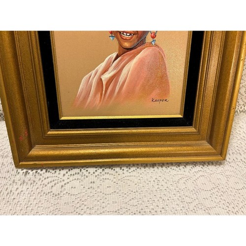 Vintage Kasper Art, Oil Painting Beautiful Young African Girl, Framed ...
