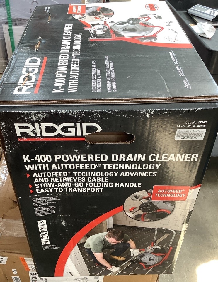 NEW Ridgid K-400 Autofeed Drain Cleaning Drum Machine W/ 3/8in X 75ft ...