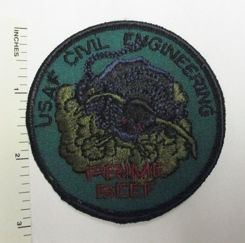 US AIR FORCE CIVIL ENGINEERING PRIME BEEF PATCH (on Green) Subdued ...