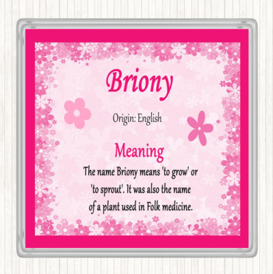 Briony Name Meaning Drinks Mat Coaster Pink | eBay UK