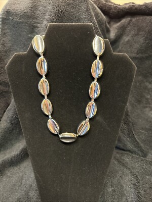 Vintage Talbots Chunky Dented Bead Flat Link Necklace Casual To Dressy ...