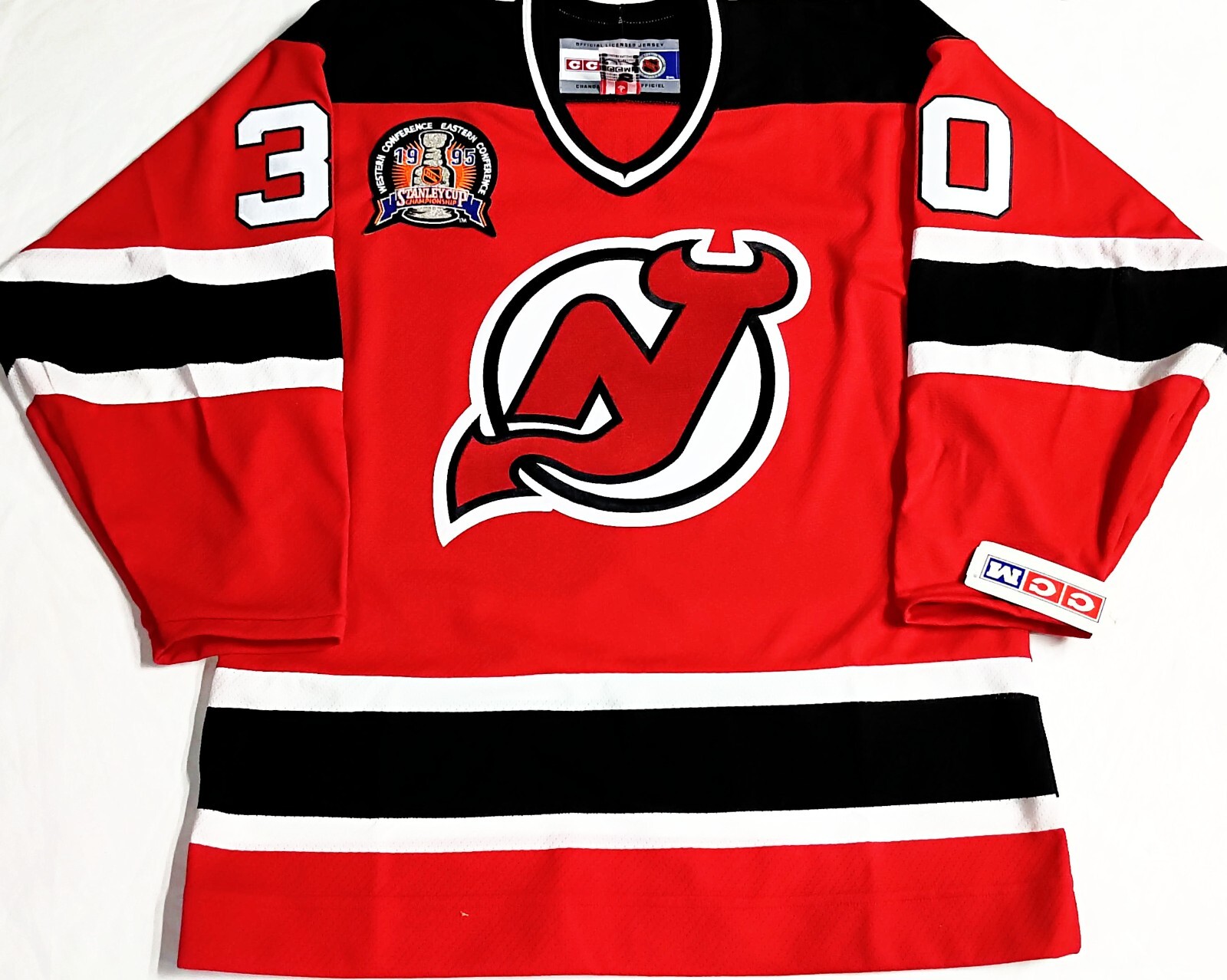 VINTAGE-NWT-SM MARTIN BRODEUR NJ DEVILS 1995 STANLEY CUP PATCH CCM ...