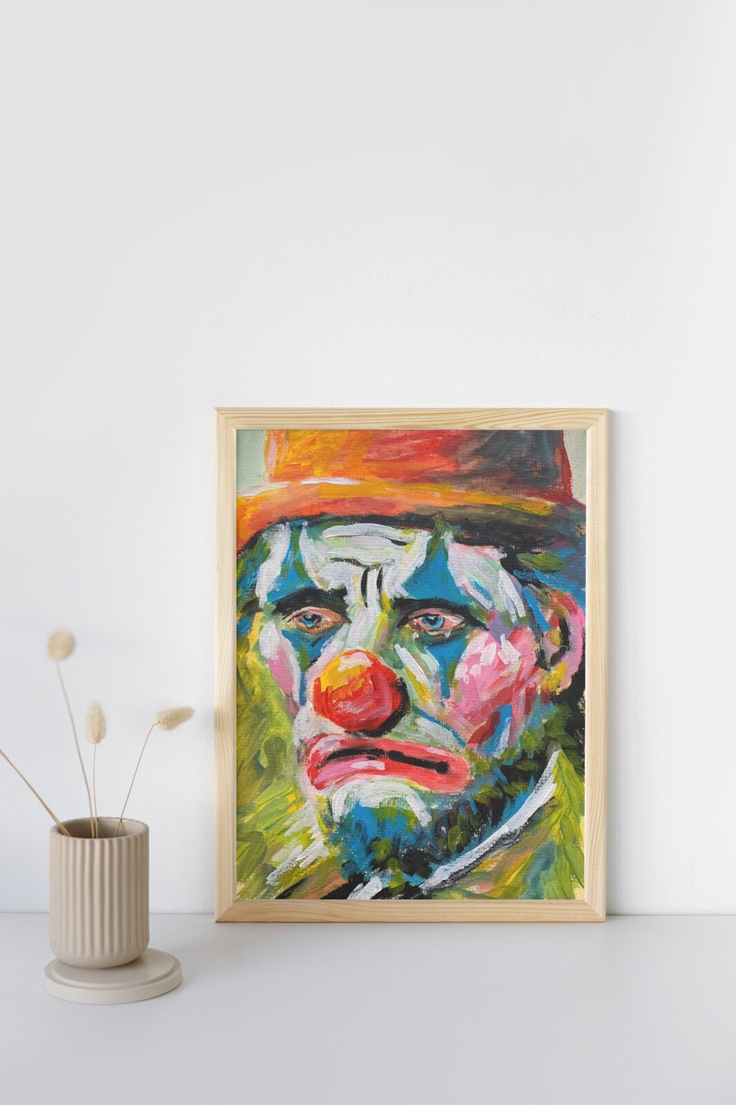 Original acrylic painting. Portrait of a Sad Clown. Size 8x11 in | eBay