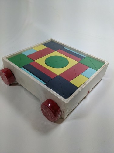 Wooden Geometric Building Blocks, 26 in wooden cart, new, factory ...