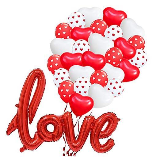 Red Love Balloon and Heart Balloon Decorations - Pack of 32 | Heart ...