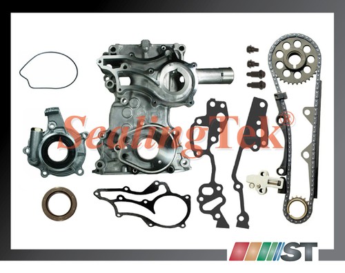 Fit 85-95 Toyota 22R 22RE Engine Timing Chain Kit STEEL GUIDE w/ Cover ...