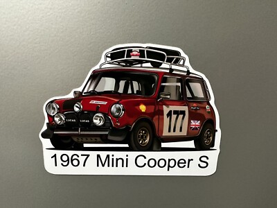 Classic Mini Cooper Cartoon Style Rally Car Fridge Magnet. | eBay UK