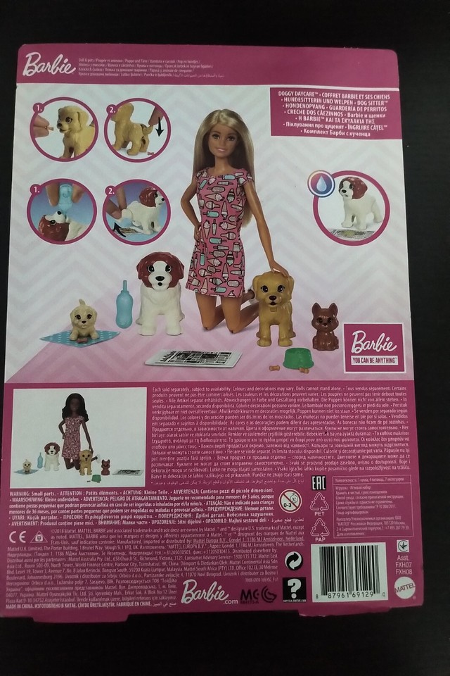 Barbie Doggy Daycare Doll, Blonde Hair with 2 Dogs & 2 Puppies NEW ...
