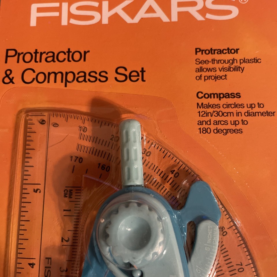 Teal Fiskars Protractor & Compass Set | eBay