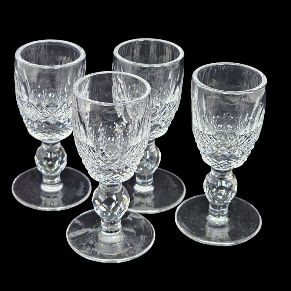 Set of 4 Waterford Crystal Cordial Glass Colleen Short Stem Cross Hatch ...