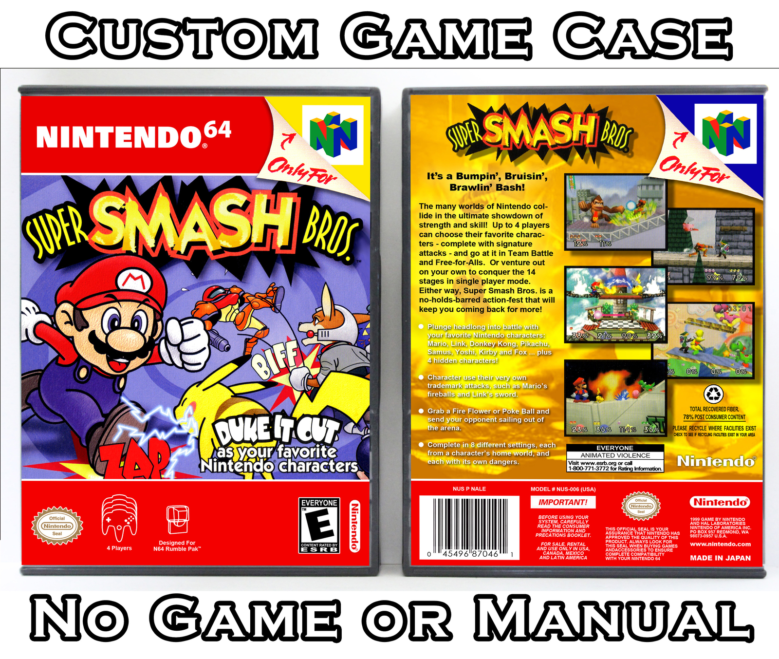 Super Smash Bros. - Nintendo 64 N64 Custom Case *NO GAME* | eBay