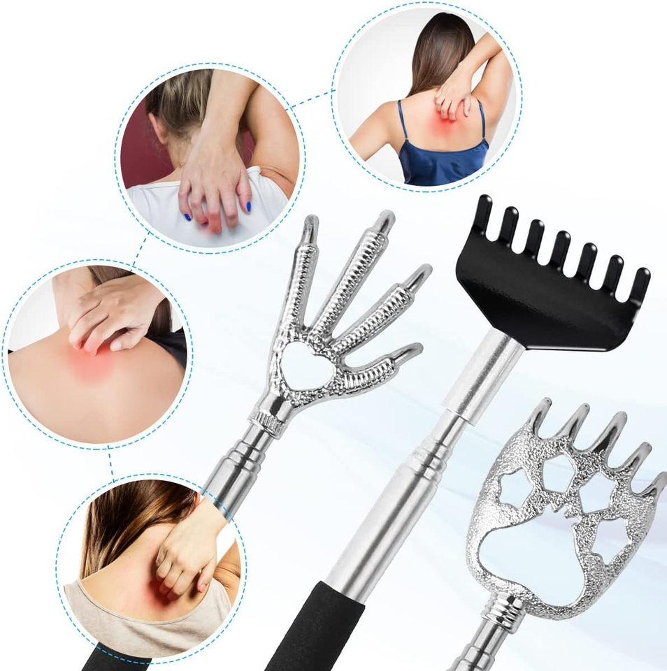 3 Pack Metal Portable Telescoping Back Scratchers with Rubber Handles ...