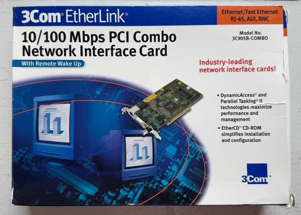 3Com Etherlink 10/100Mbps PCI Combo Network Card 3C509B-COMBO RJ45 AUI ...