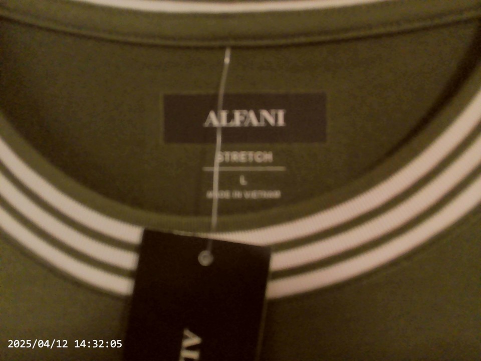 New Men's Alfani Long Sleeve Green Large T-shirt W/Contrast Trim ...