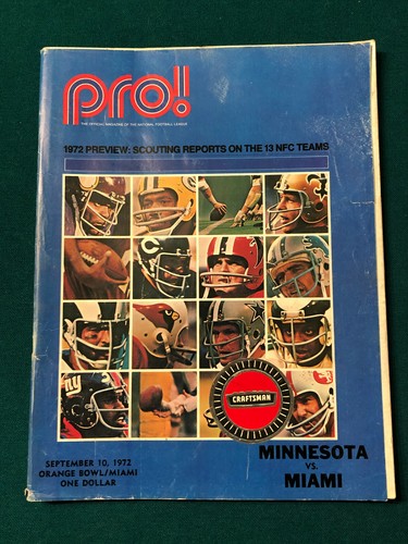 1972 MIAMI DOLPHINS vs MINNESOTA VIKINGS 9/10/72 NFL ORIGINAL GAME ...