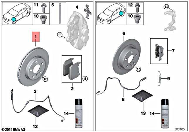 Genuine BMW MINI X1 Jcw BRAKE REDOR LIGHT BLUE VENTILATED 360X30 ...