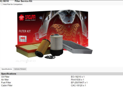 Sakura 4WD Filter Service Kit for Nissan Navara D23 NP300 CRD TWIN ...