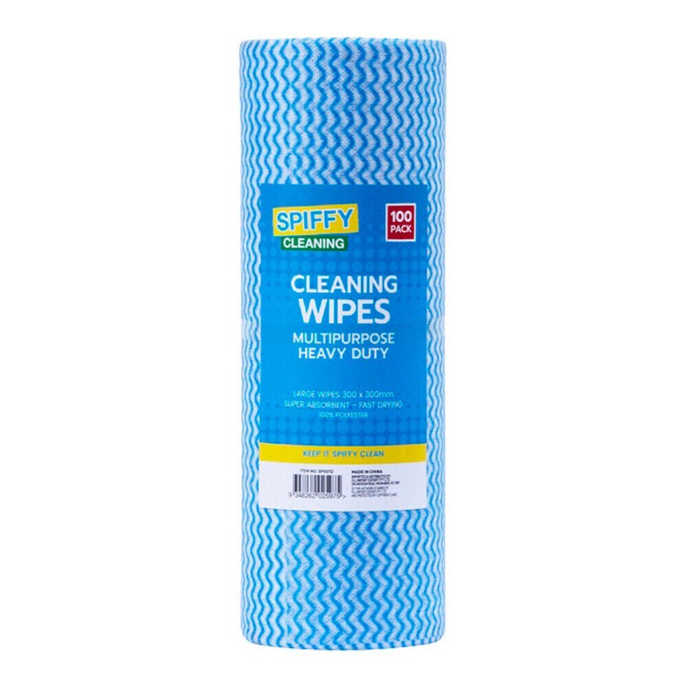 100x Dry Cloth Wipes Roll Blue Spiffy Household Surface Multipurpose ...