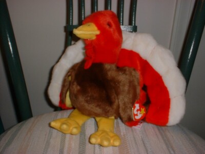 1999 TY Beanie BUDDY GOBBLES TURKEY Plush Toy Stuffed Animal MINT w ...