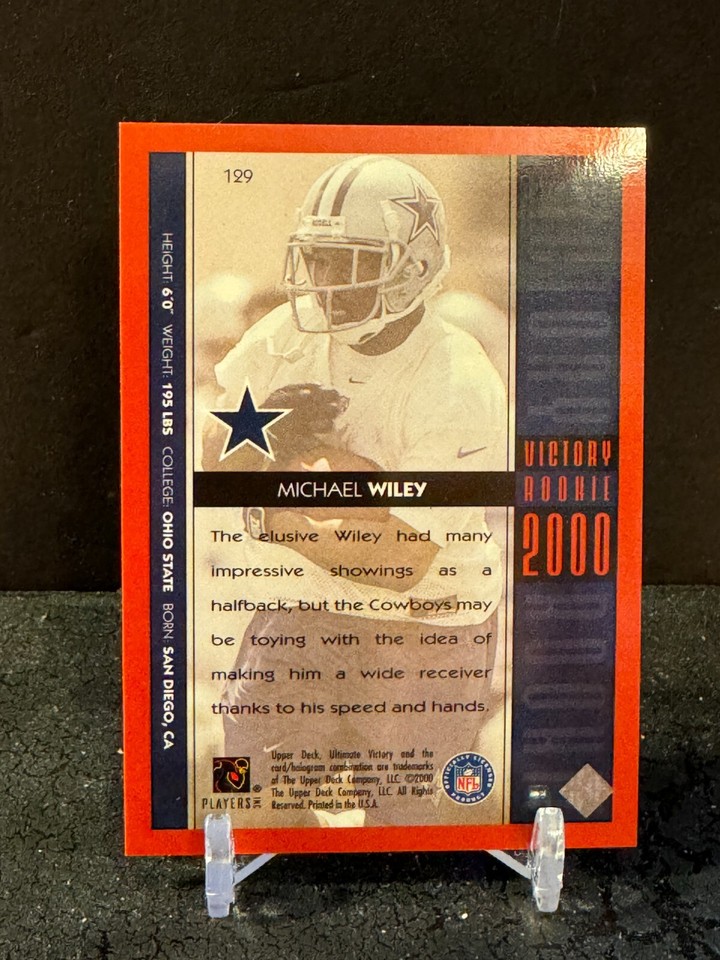 2000 Ultimate Victory Football Michael Wiley Rookie RC Card #129 #'ed ...